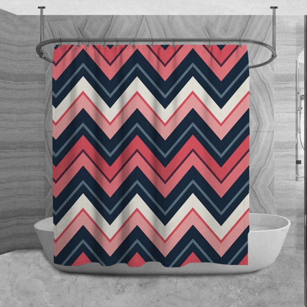 Bless International Chevron Shower Curtain Modern Bathroom Decor Navy